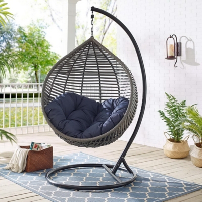 Click here for Modway Garner Outdoor Hanging Egg Chair  Gray/Navy prices