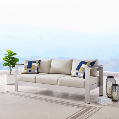 Click here for Modway Shore Outdoor Sofa  Silver/Beige prices