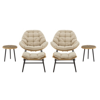 Manhattan Comfort Benson Outdoor Rocking Chair With Ottoman And Coffee ...