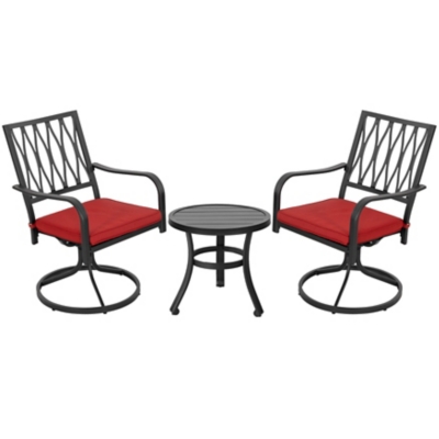 Nuu Garden Side Table and 2 Swivel Chairs | Ashley