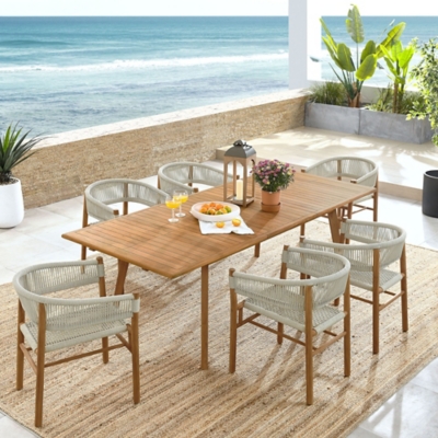 Modway Vienna Outdoor Dining Table and 6 Curved-Back Armchairs | Ashley