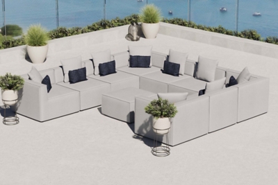 Click here for Modway Saybrook 10-Piece Outdoor Sectional  Gray prices