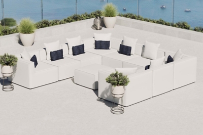 Click here for Modway Saybrook 10-Piece Outdoor Sectional  White prices