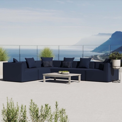 Click here for Modway Saybrook 6-Piece Outdoor Sectional  Navy prices