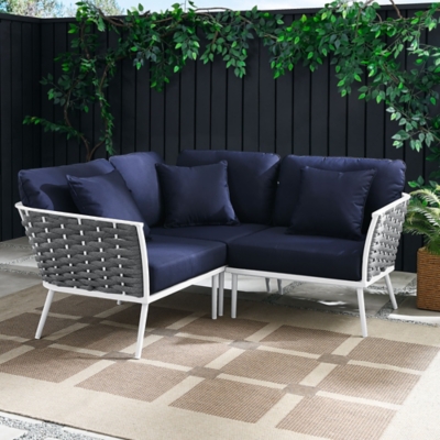 Click here for Modway Stance 3-Piece Outdoor Sectional  White/Nav... prices