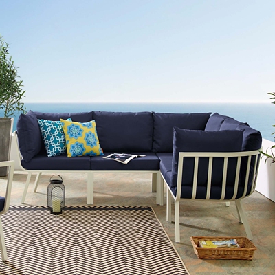 Click here for Modway Riverside 5-Piece Outdoor Sectional  White/... prices