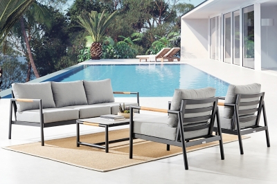 Click here for Armen Living Crown Outdoor Sofa and 2 Chairs with... prices