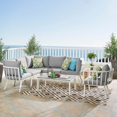 Click here for Modway Riverside 7-Piece Outdoor Sectional Set  Wh... prices