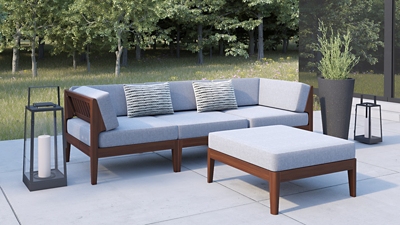 Click here for Linon Parker 4-Piece Outdoor Sectional Set  Walnut prices