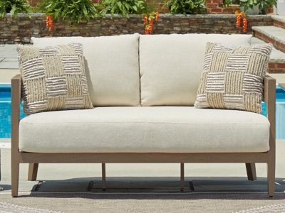 Click here for Serene Bay Outdoor Loveseat with Cushion  Dark Bro... prices