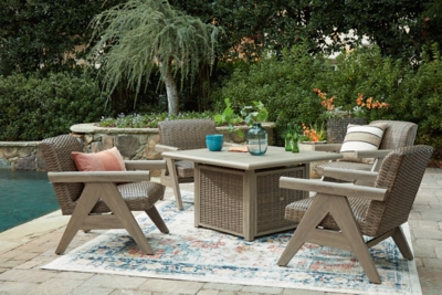 Click here for Carisbo Outdoor Fire Pit Table and 4 Chairs  Beige prices