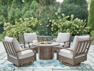 Click here for Rainier Ranch Outdoor Fire Pit Table and 4 Chairs... prices