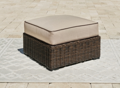 Click here for Coastline Bay Outdoor Ottoman with Cushion  Brown prices