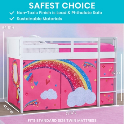 Delta Children Jojo Siwa Twin Low Loft Bed Bedroom Bundle | Ashley