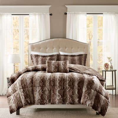 Click here for Marselle 4PC Faux Fur Comforter Set  Chocolate prices