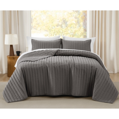 Click here for Brooklyn Loom Percale 3-Piece King Quilt Set  Gray prices