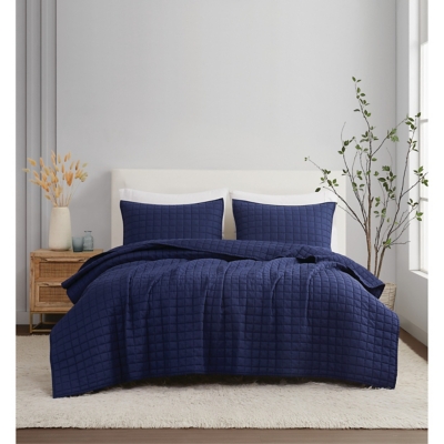 Click here for Brooklyn Loom Solid 3-Piece King Quilt Set  Navy B... prices