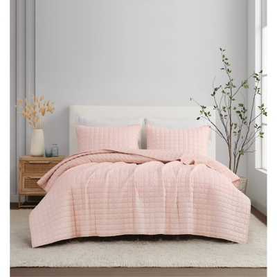 Click here for Brooklyn Loom Solid 3-Piece King Quilt Set  Blush prices