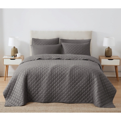 Click here for Cannon Percale 3-Piece King Quilt Set  Gray prices