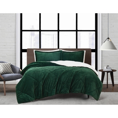 Click here for London Fog Plush 3-Piece King Comforter Set  Green prices