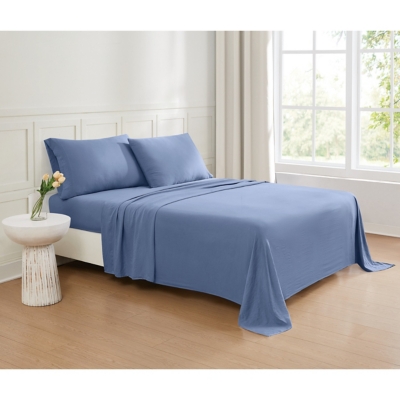 Click here for Truly Soft Solid 5-Piece Split King Sheet Set  Blu... prices