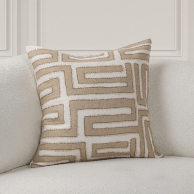 Click here for Ashley Luxe Appliqué Geometric Throw Pillow  Beige prices