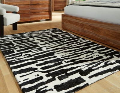 Click here for Bramshaw 5 x 7 Rug  Black/Ivory prices