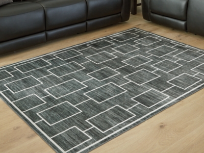 Click here for Elderland Washable 5 x 7 Area Rug  Black/Gray prices