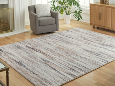 Click here for Nace 76 X 96 Memory Foam Area Rug  Gray/Brown/Whit... prices