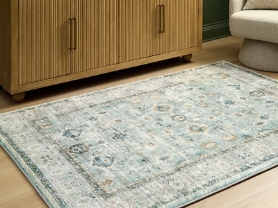 Click here for Ladstoney 5 x 7 Memory Foam Area Rug  Teal/Beige/O... prices