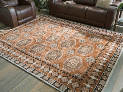 Click here for Qaabiz 78 x 10 Area Rug  Sienna/Ivory/Black prices