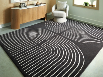 Click here for Eldonmore 78 x 10 Area Rug  Black/Ivory prices