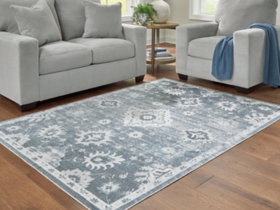 Click here for Avanworths Washable 53 x 7 Area Rug  Blue/Gray/Ivo... prices