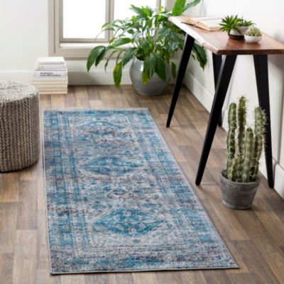 Click here for Livabliss Monte Carlo 27 x 73 Runner  Charcoal/Blu... prices