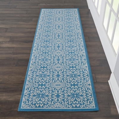 Click here for Nourison Jubilant 7 Runner Ivory Blue Area Rug prices