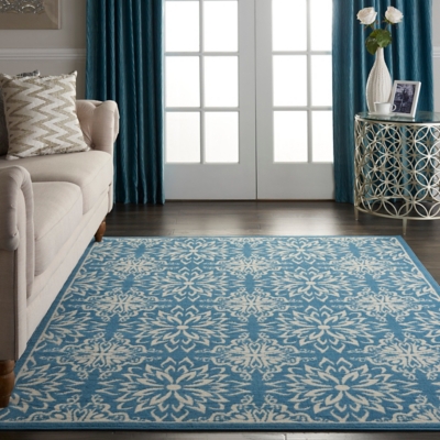 Click here for Nourison Jubilant 5 X 7 Ivory Blue Area Rug prices
