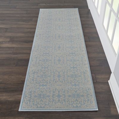Click here for Nourison Jubilant Light Blue 7 Runner Low-pile Hal... prices