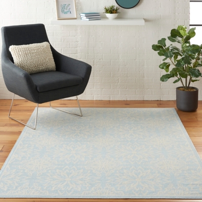 Click here for Nourison Nourison Jubilant 53 x 73 Ivory/Light Blu... prices