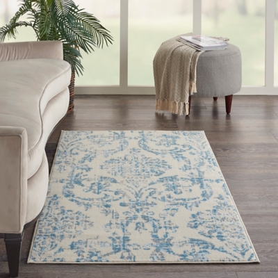 Click here for Nourison Jubilant 3 x 5 Ivory/Blue Vintage Indoor... prices