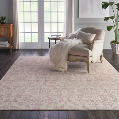 Click here for Nourison Jubilant 7 x 10 Ivory/Pink Vintage Indoor... prices