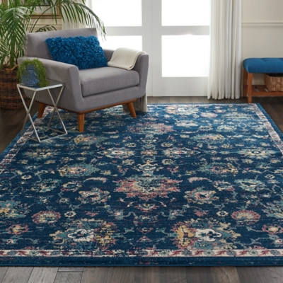 Click here for Nourison Home Fusion 710 x 106 Navy/Pink Persian I... prices