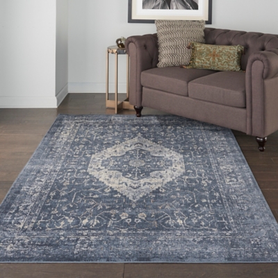 Click here for Malta 53 x 77 Navy Vintage Indoor Rug prices