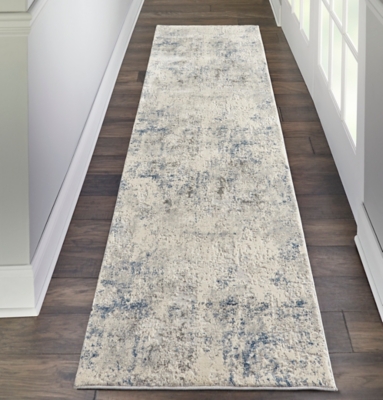 Click here for Nourison Slate Blue And Ivory 8 Runner Hallway Rug prices