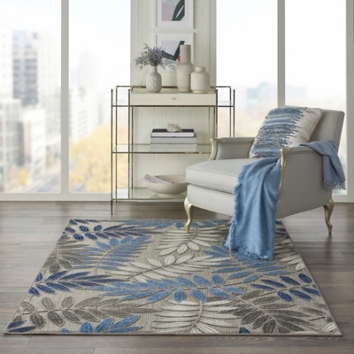 Click here for Aloha Outdoor 4x6 Blue Patio Area Rug  Gray/Blue prices