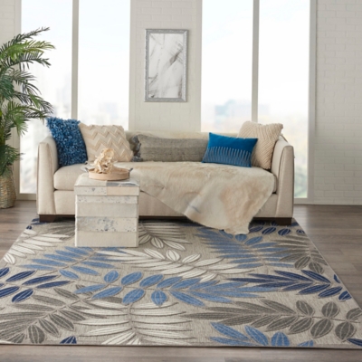 Click here for Aloha Outdoor 6x9 Area Rug  Gray/Blue prices