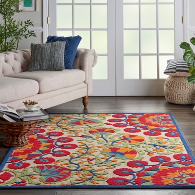 Click here for Nourison Aloha 36 x 56 Red/Multi Transitional Indo... prices