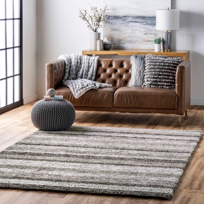 Click here for Nuloom Drey Striped Shag Area Rug  Gray Multi prices
