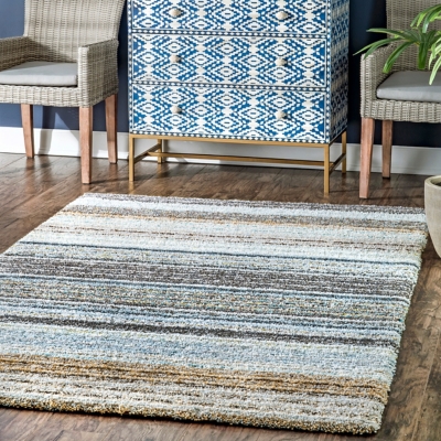 Click here for Nuloom Drey Striped Shag Area Rug  Teal prices