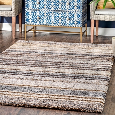 Click here for Nuloom Drey Striped Shag Area Rug  Beige prices