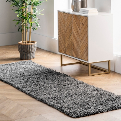 Click here for Marleen Plush Shag 2 8 x 8 Runner Rug  Gray prices